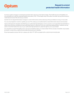 Fillable Online Optum Request to amend protected health information ...