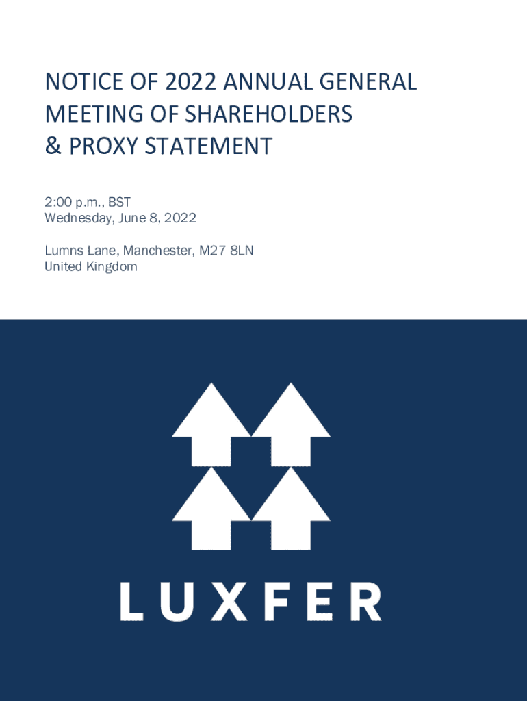 Fillable Online Luxfer Holdings plc: 2022 Definitive Proxy Statement ...