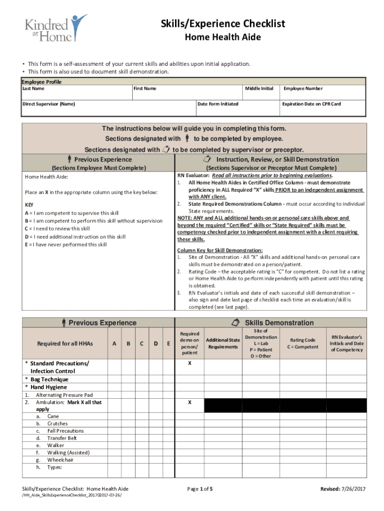 Fillable Online Essential Home Health Aide Skills (Definition And ...