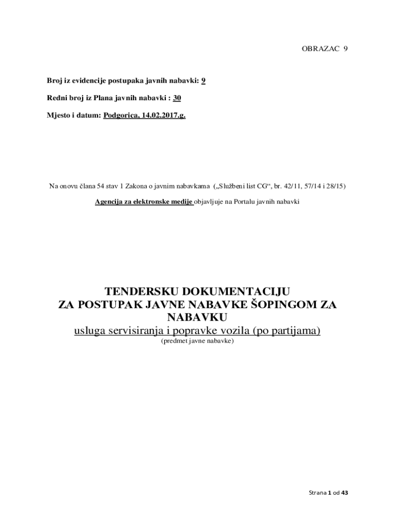 Fillable Online Servis-i-popravka-vozila-tenderska-dokumentacija- ... Fax Email Print - pdfFiller