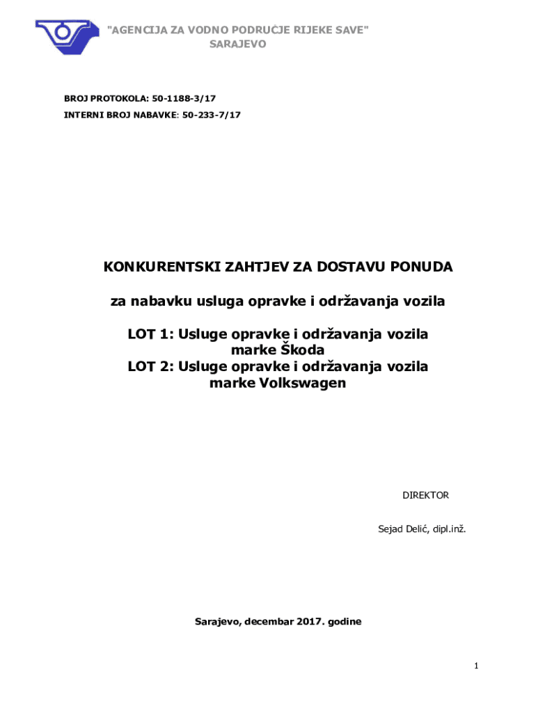 Fillable Online "AGENCIJA ZA VODNO PODRUJE RIJEKE SAVE" Fax Email Print - pdfFiller