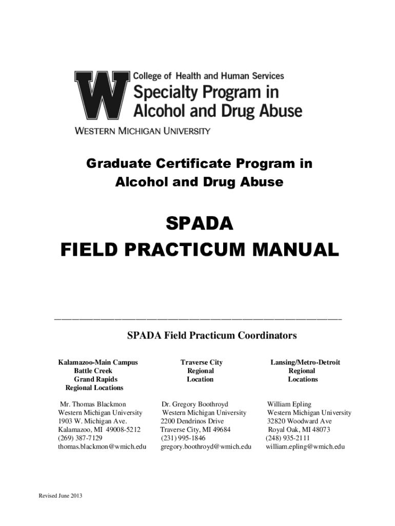 Fillable Online SPADA FIELD PRACTICUM MANUAL Fax Email Print - pdfFiller