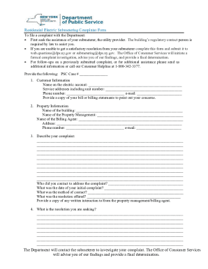 Fillable Online dps ny Complaint Form - Department of Public Service ...