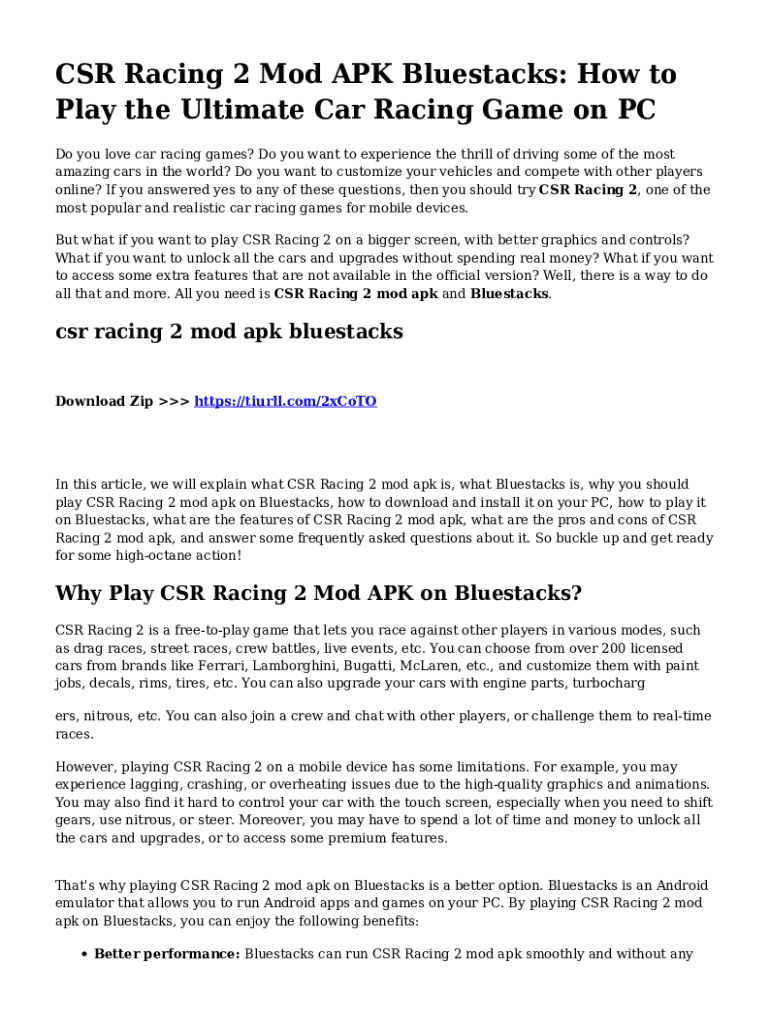 Fillable Online Download and play CSR 2 - Drag Racing Car Games on ...