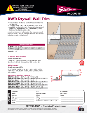 Fillable Online DWT: Drywall Wall Trim Fax Email Print - pdfFiller