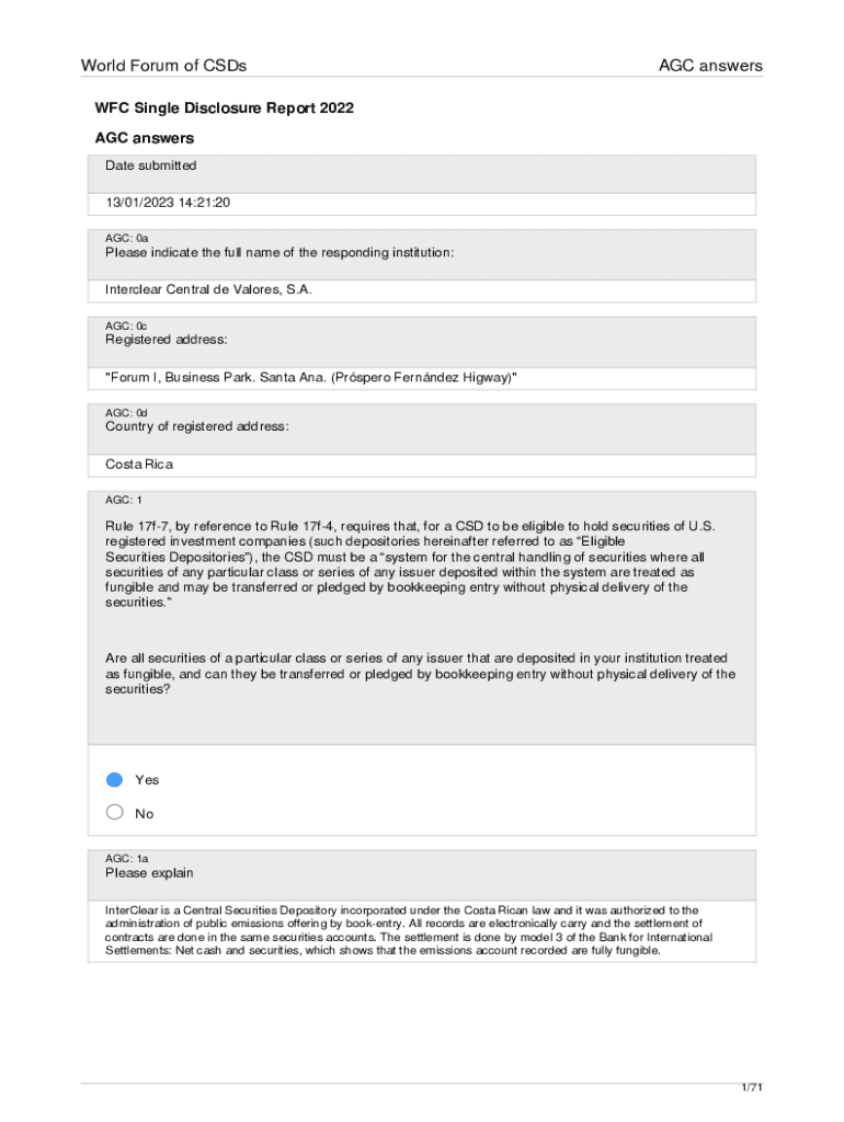 Fillable Online WFC Single Disclosure - World Forum of CSDs - WordPress.com Fax Email Print ...