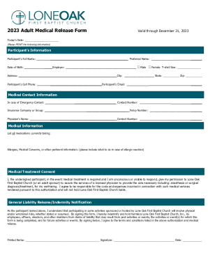 Fillable Online 2023 Adult Medical Release Form Fax Email Print - pdfFiller