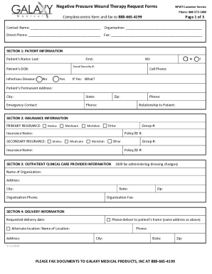 Fillable Online Negative Pressure Wound Therapy Request Forms Fax Email ...