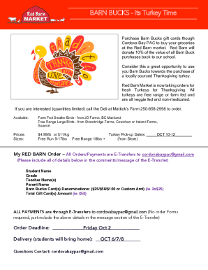 Fillable Online cordovabay sd63 bc Oct Turkey Barn Bucks Order Forms ...