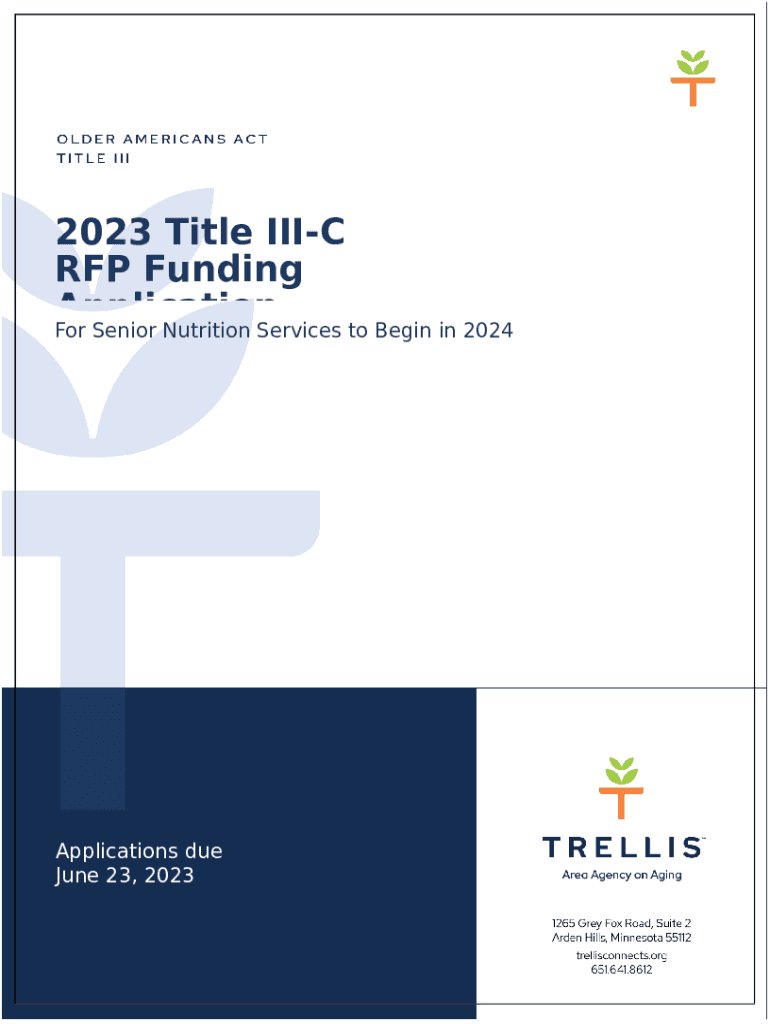2023 Title III-C RFP Funding Application - Trellis Doc Template | pdfFiller