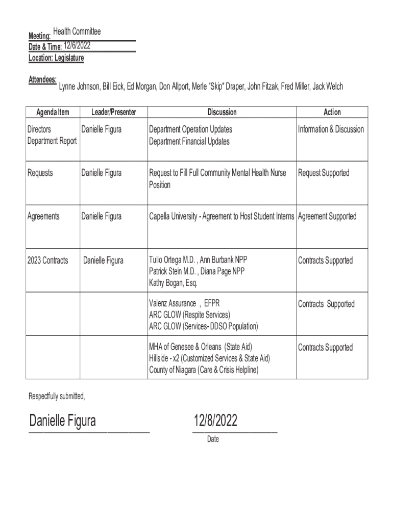 Fillable Online Lynne Johnson, Bill Eick, Ed Morgan, Don Allport, Merle ...