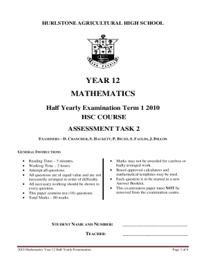 Fillable Online Information Booklet - Hurlstone Agricultural High ...