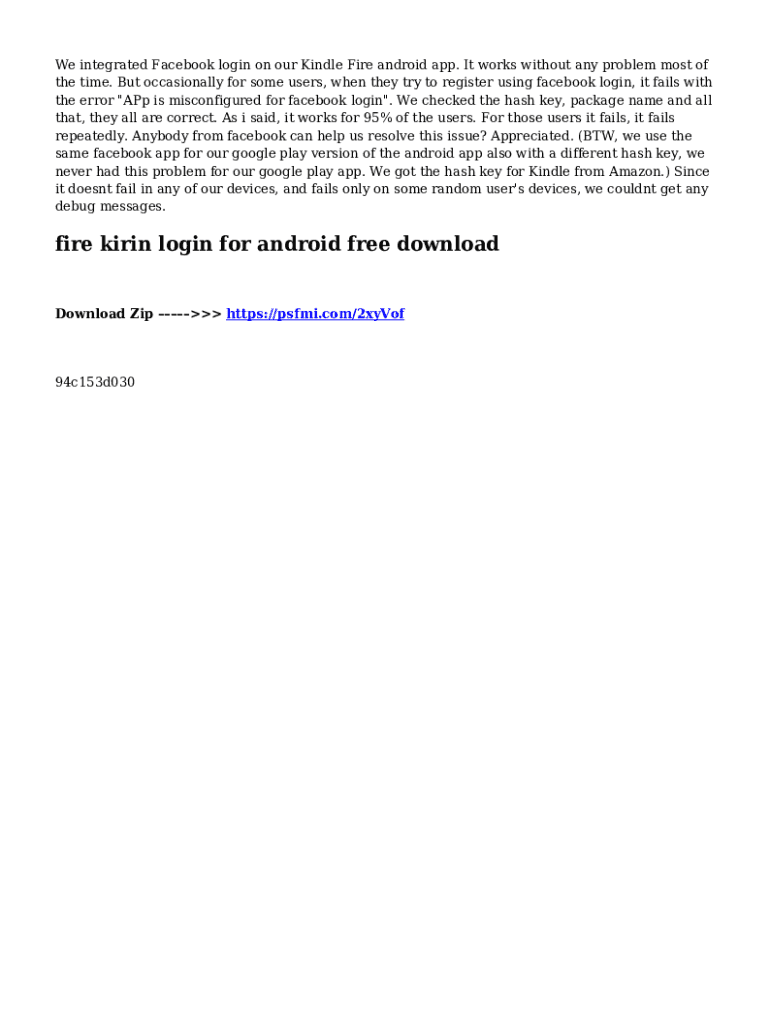 Fillable Online Solved: Kindle Fire won't log in with Facebook login Fax Email Print - pdfFiller