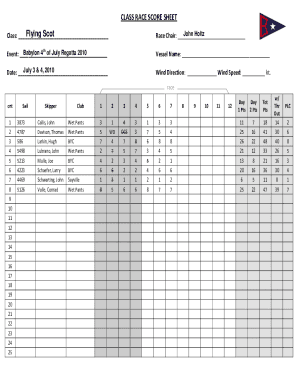 Fillable Online CLASS RACE SCORE SHEET Flying Scot Fax Email Print ...