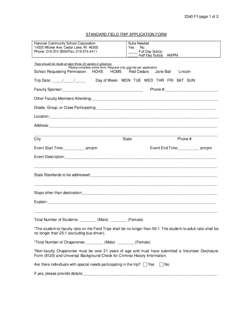 Fillable Online Addresses of Hanover Community School Corporation Fax ...