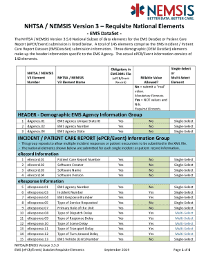 Fillable Online NATIONAL EMS DATA ELEMENTS Fax Email Print - pdfFiller