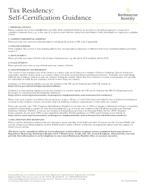 Fillable Online Tax Residency: Self-Certification Guidance Fax Email ...