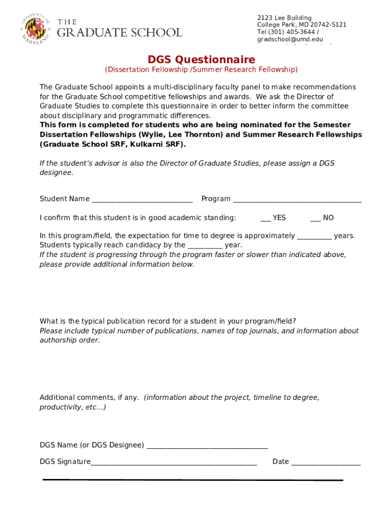 Office of Grants and Fellowships - The Graduate School - gradschool umd Doc Template | pdfFiller