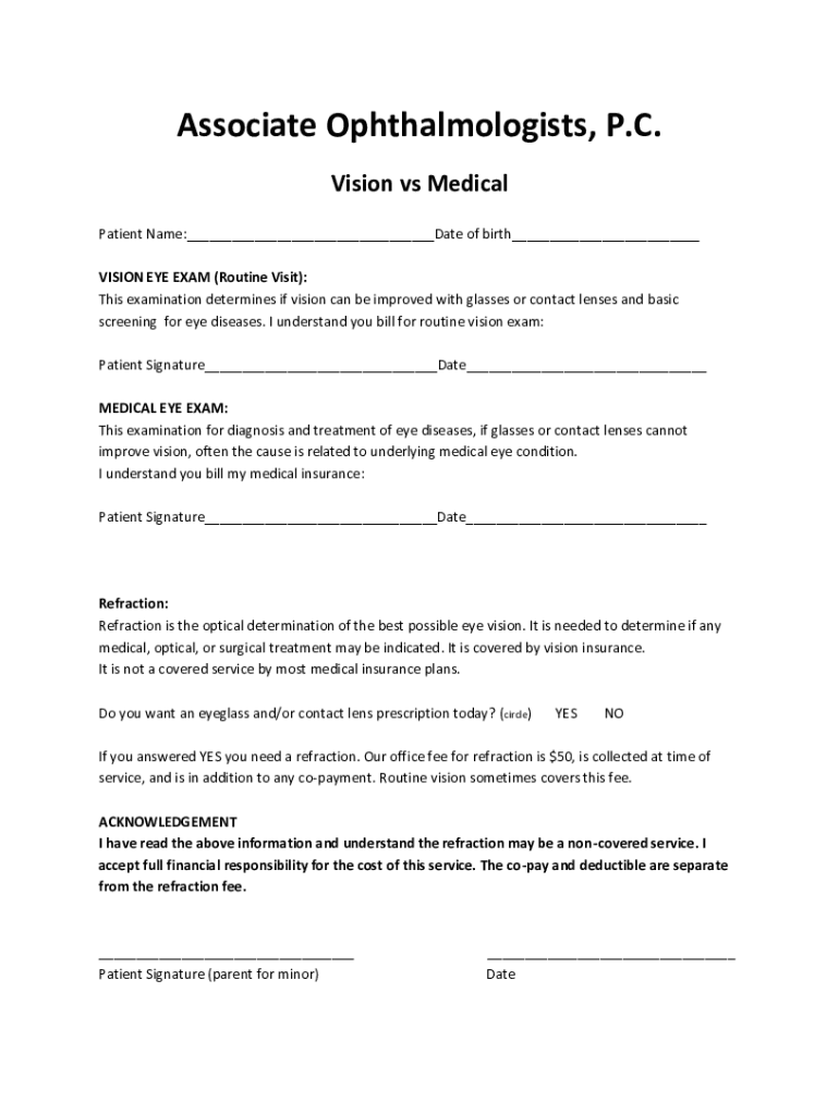 Fillable Online What's The Difference? Medical vs. Routine Eye Exams ...