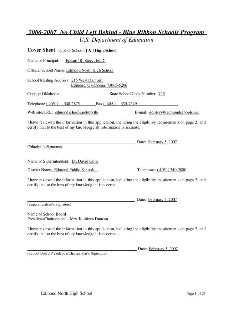 Fillable Online Congratulations, Blue Ribbon School winner Norman ... Fax Email Print - pdfFiller