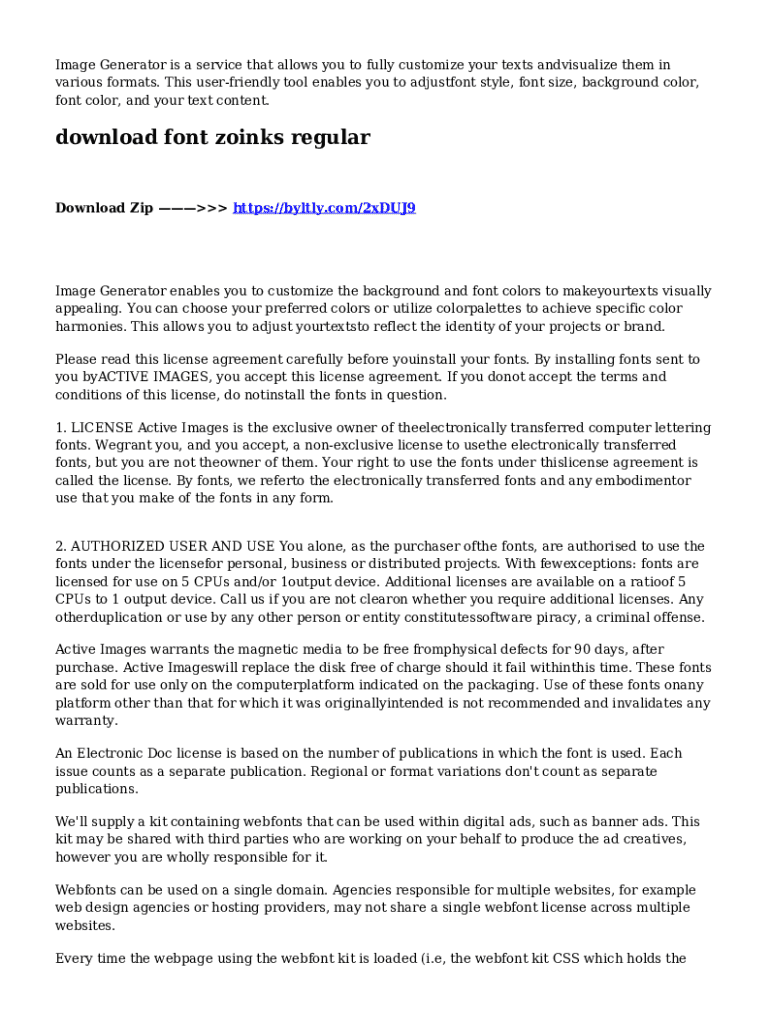 Fillable Online Download Font Zoinks Regular Fax Email Print - pdfFiller