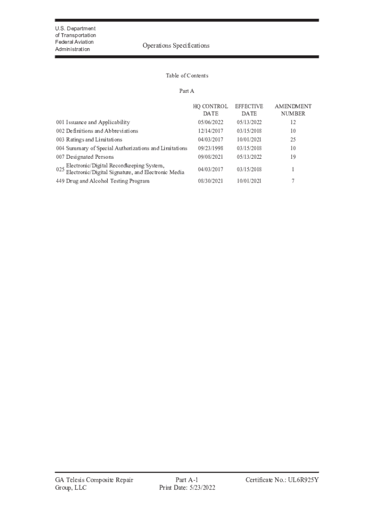 Fillable Online N 8900.178 - OpSpecs A001, A002, and D107 for Part 145 ...