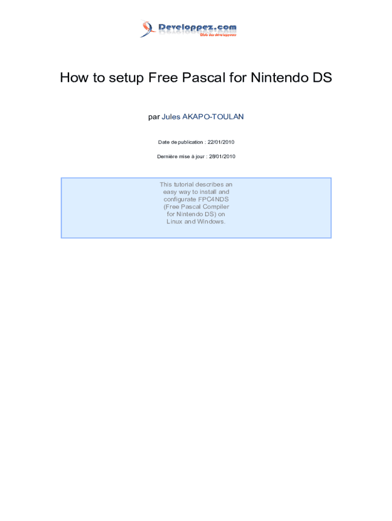 Fillable Online How to setup Free Pascal for Nintendo DS Fax Email ...