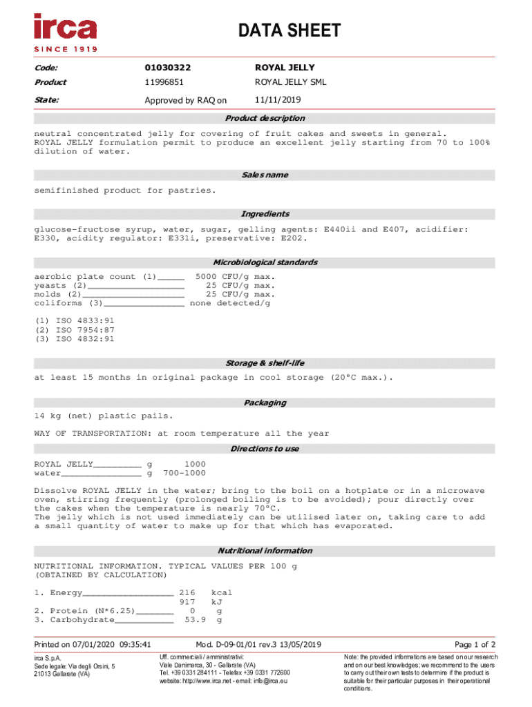 Fillable Online ROYAL JELLY SML Fax Email Print - pdfFiller