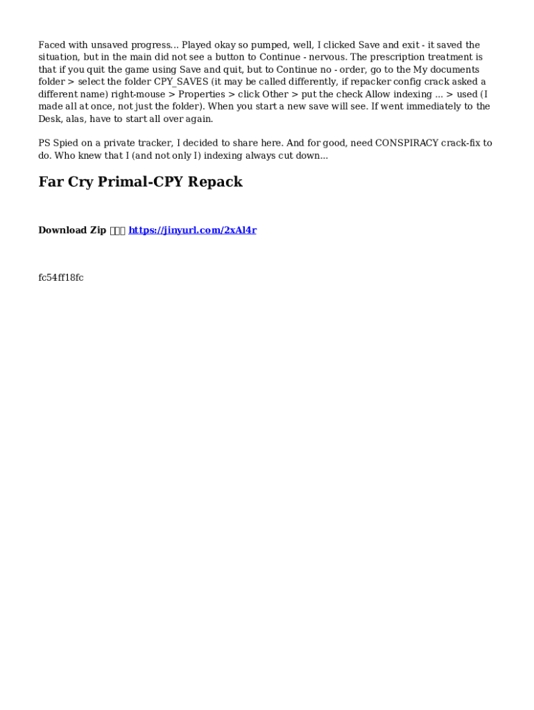 Fillable Online Far Cry Primal-CPY Repack: Experience the Stone Age in ... Fax Email Print ...