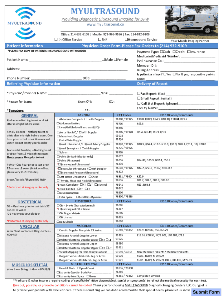 Fillable Online Ultrasound-Services - Schedule online now! Fax Email ...