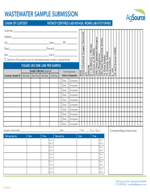 Fillable Online WASTEWATER SAMPLE SUBMISSION Fax Email Print - pdfFiller