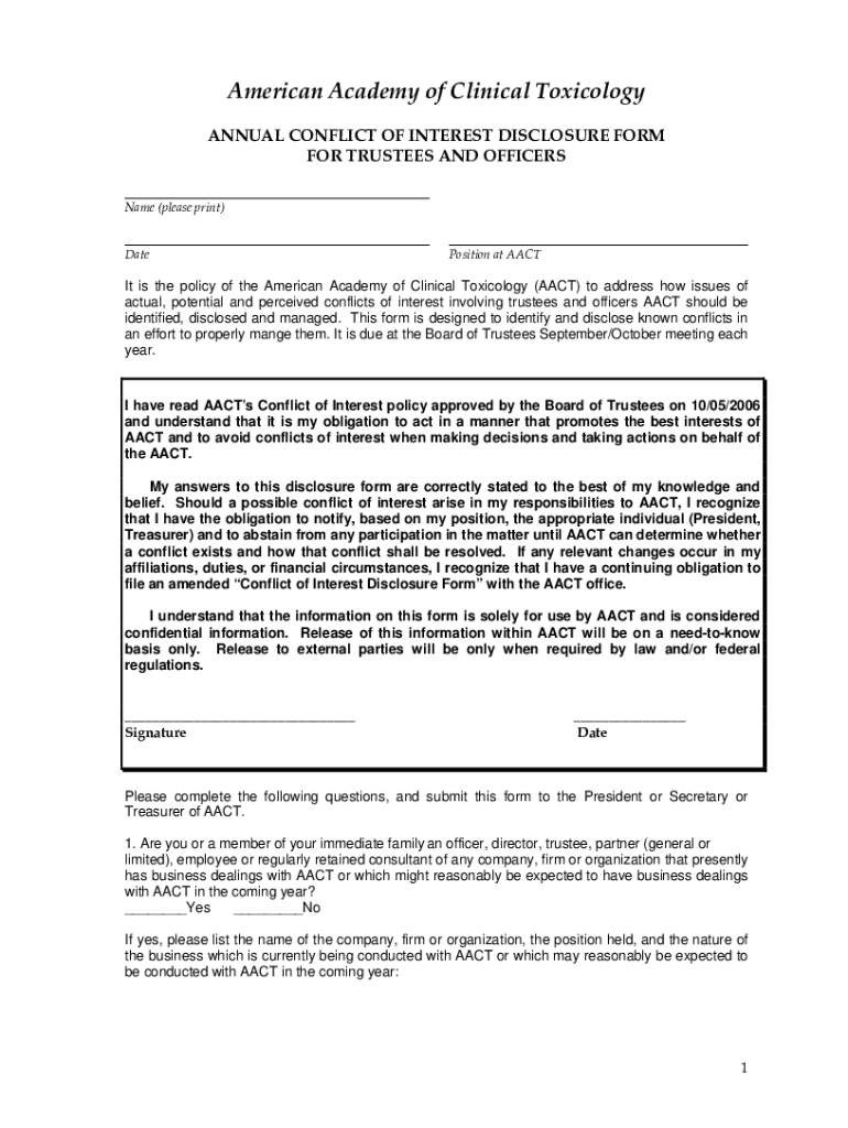 Fillable Online Conflict-of-Interest-Disclosure-Form-AACT- ... Fax Email Print - pdfFiller