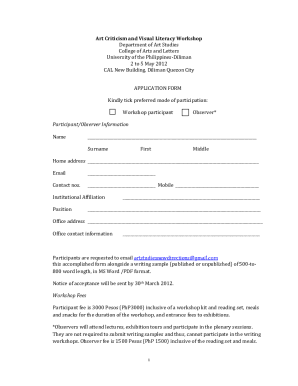 Fillable Online workshop-application-form.pdf Fax Email Print - pdfFiller