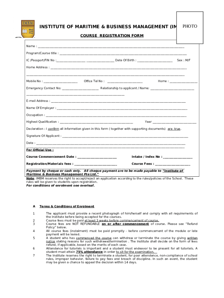 Short Courses Registration Doc Template | pdfFiller