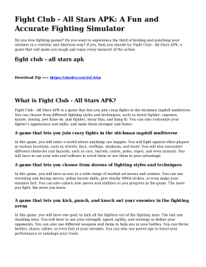 Fillable Online Fight Club - All Stars Game for Android ...