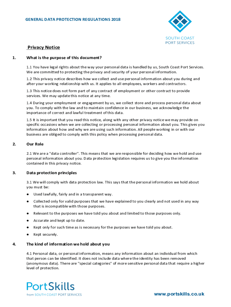 Fillable Online GDPR Privacy Notice..doc.doc Fax Email Print - pdfFiller