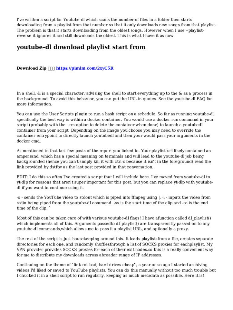 Fillable Online How to use youtube-dl script to download starting from ... Fax Email Print ...