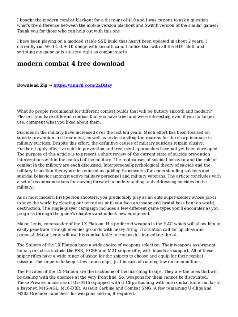 Fillable Online Modern Combat 5 Blackout Full Game Download For Android Fax Email Print - pdfFiller