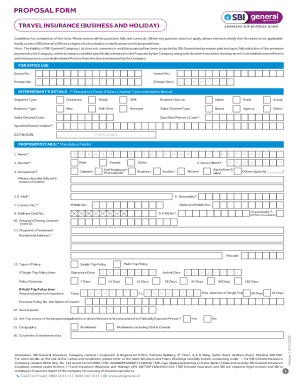 Fillable Online Corporate Travel Insurance Proposal Form Fax Email ...