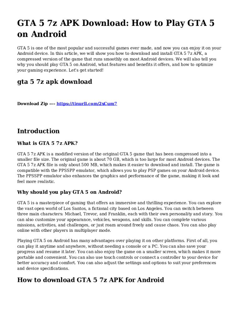 Gta 5 Iso File 7z Download Mediafıre - Fill Online, Printable, Fillable ...