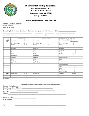 Fillable Online Backflow Prevention Testing and Inspections Fax Email ...