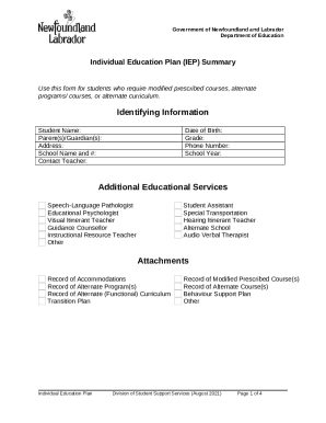 Chapter Three: The Individual Education Plan Doc Template | pdfFiller