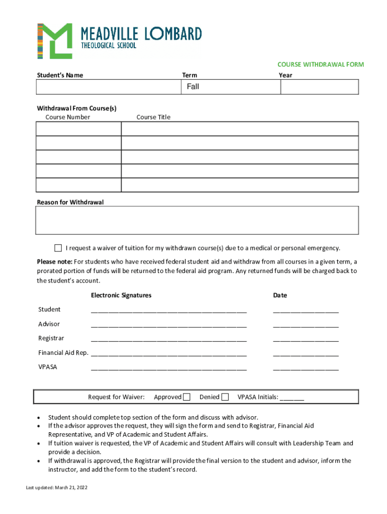 Fillable Online Drop/Add & Withdrawal - University Registrar Services Fax Email Print - pdfFiller
