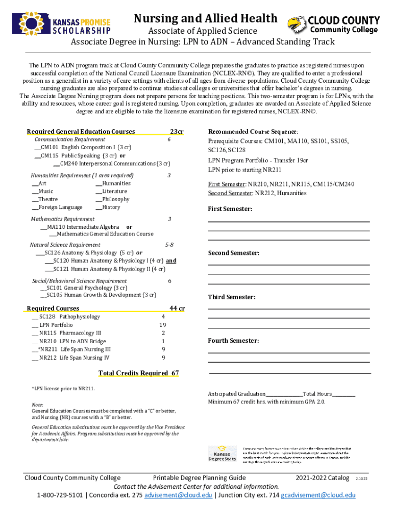 Fillable Online Program: Nursing (A.D.N.), A.A.S. - Tri-County Technical ... Fax Email Print ...