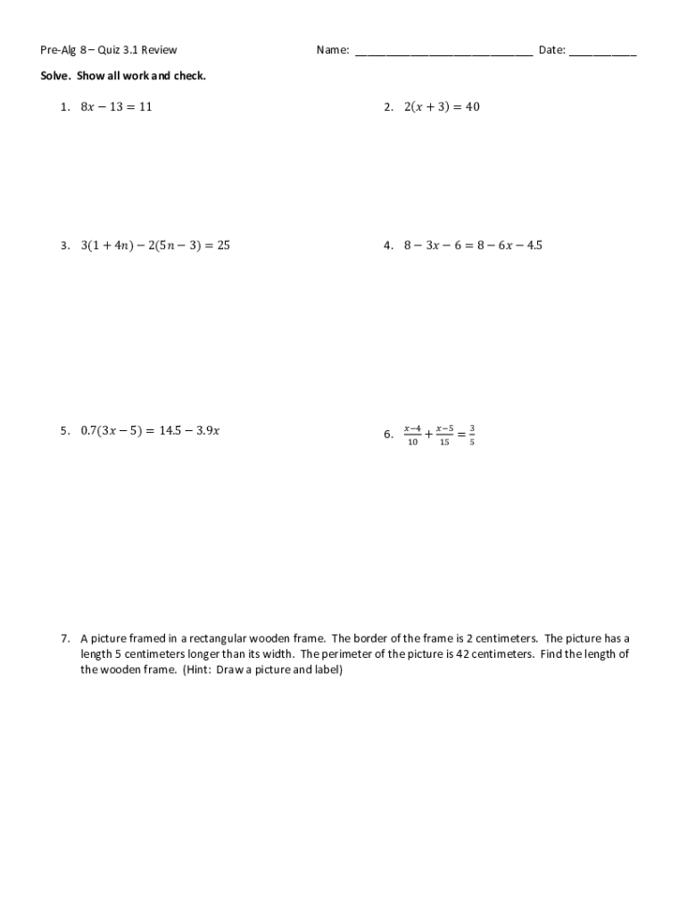 Fillable Online ABEKA Pre-Algebra 8 Third Edition: Semester 1 Review ...