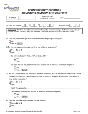 Fillable Online Bronchoscopy Substudy Inclusion/ Exclusion Criteria ...