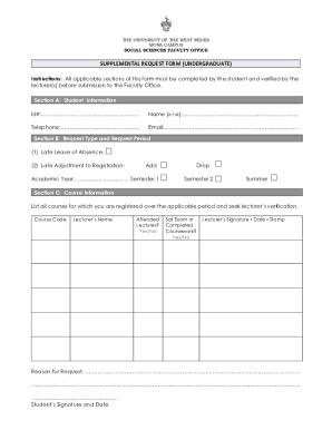 Fillable Online UNDERGRADUATE STUDENT REQUEST FORM READ ... Fax Email ...