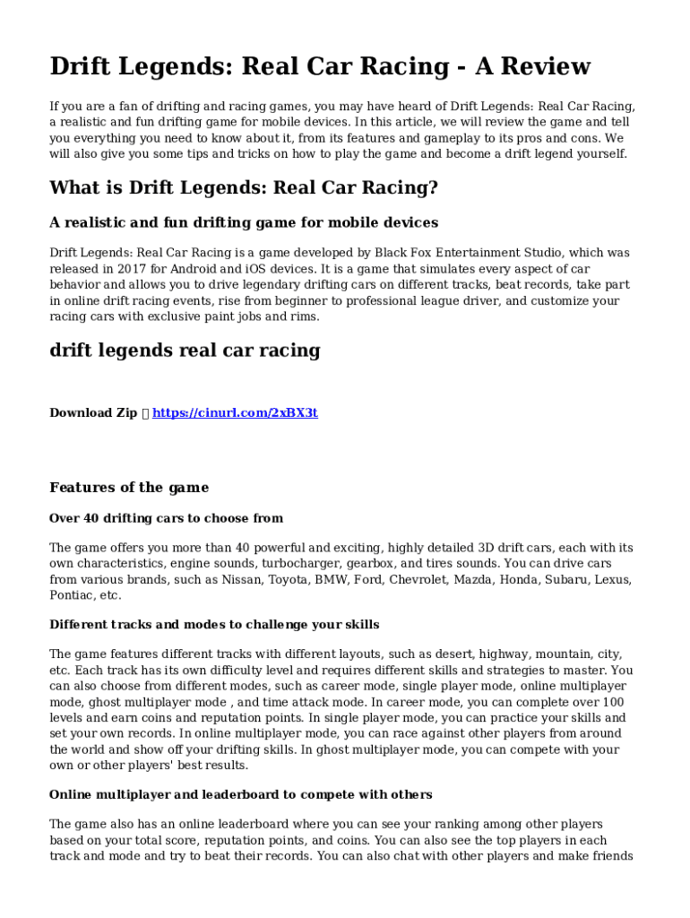 Fillable Online Drift Legends - Drifting games - Apps on Google Play ...