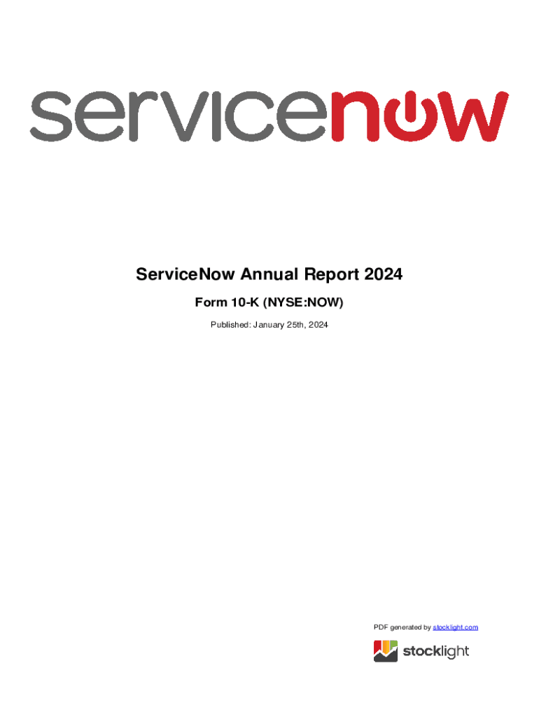 Fillable Online Servicenow, Inc. (NOW) SEC Filing 10-K Annual Report ...