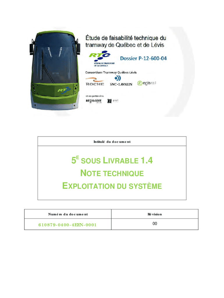 Remplissable En Ligne tude de faisabilit technique du tramway de Qubec et de Lvis - Livrable 1.4 ...
